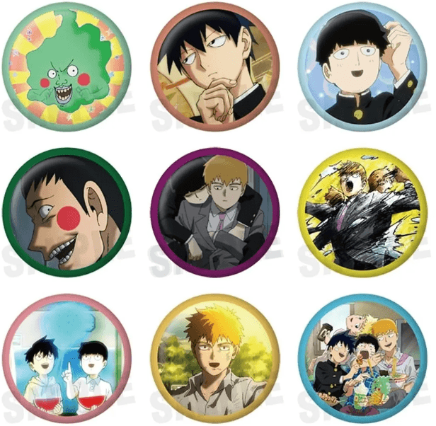 Mob 100 Badges For Anime Psycho Fans (Pack Of 9) – Anime Store Pakistan